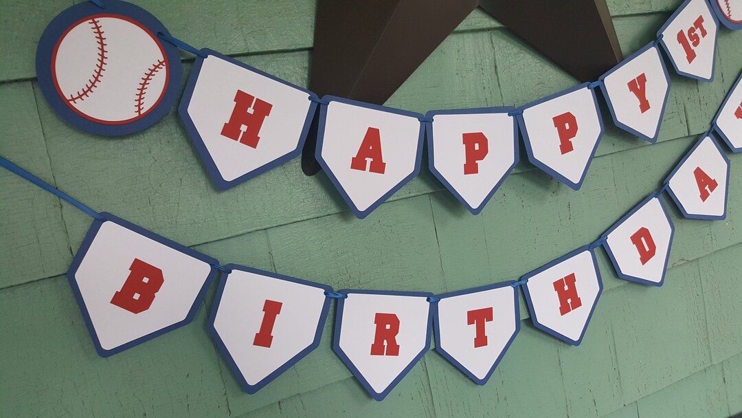 Baseball Birthday Banner: Handmade Home Plate Party Garland - Etsy