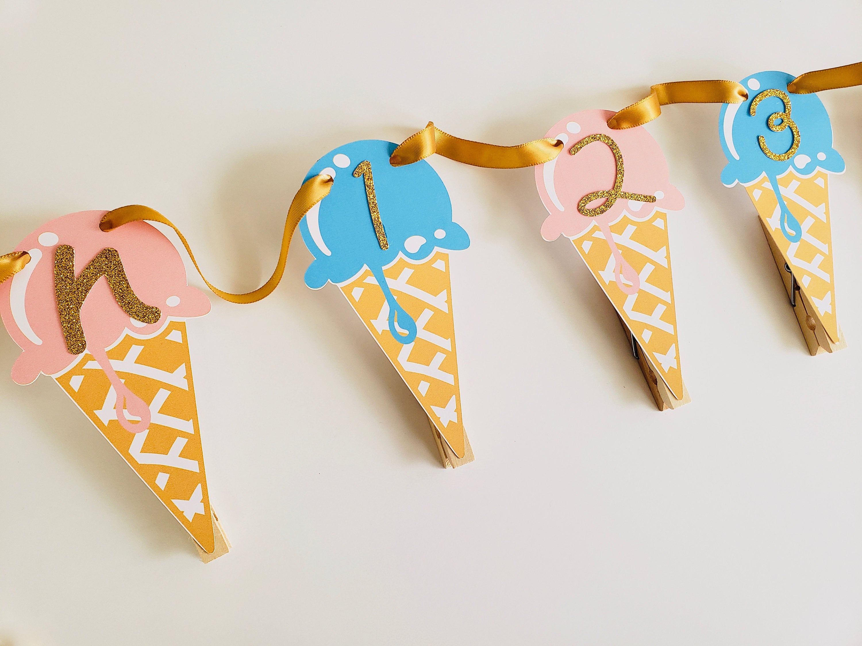 Ice Cream Banner. 12 Month Photo Banner. First Birthday Garland. - Etsy