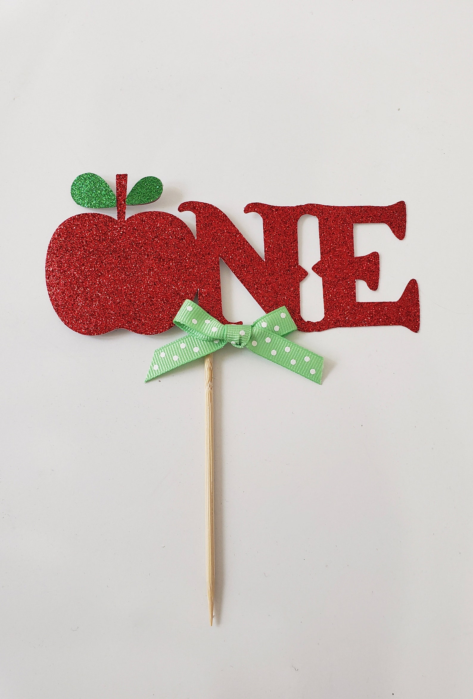 Apple Cake Topper in Red Glitter. ONE. Cake Decor. Apple | Etsy
