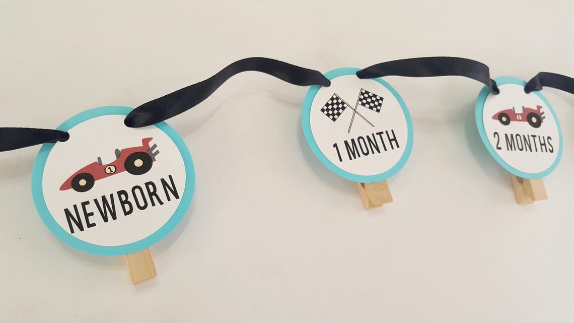 Race Car Photo Banner Birthday Party Newborn to 12 Months 1 - Etsy