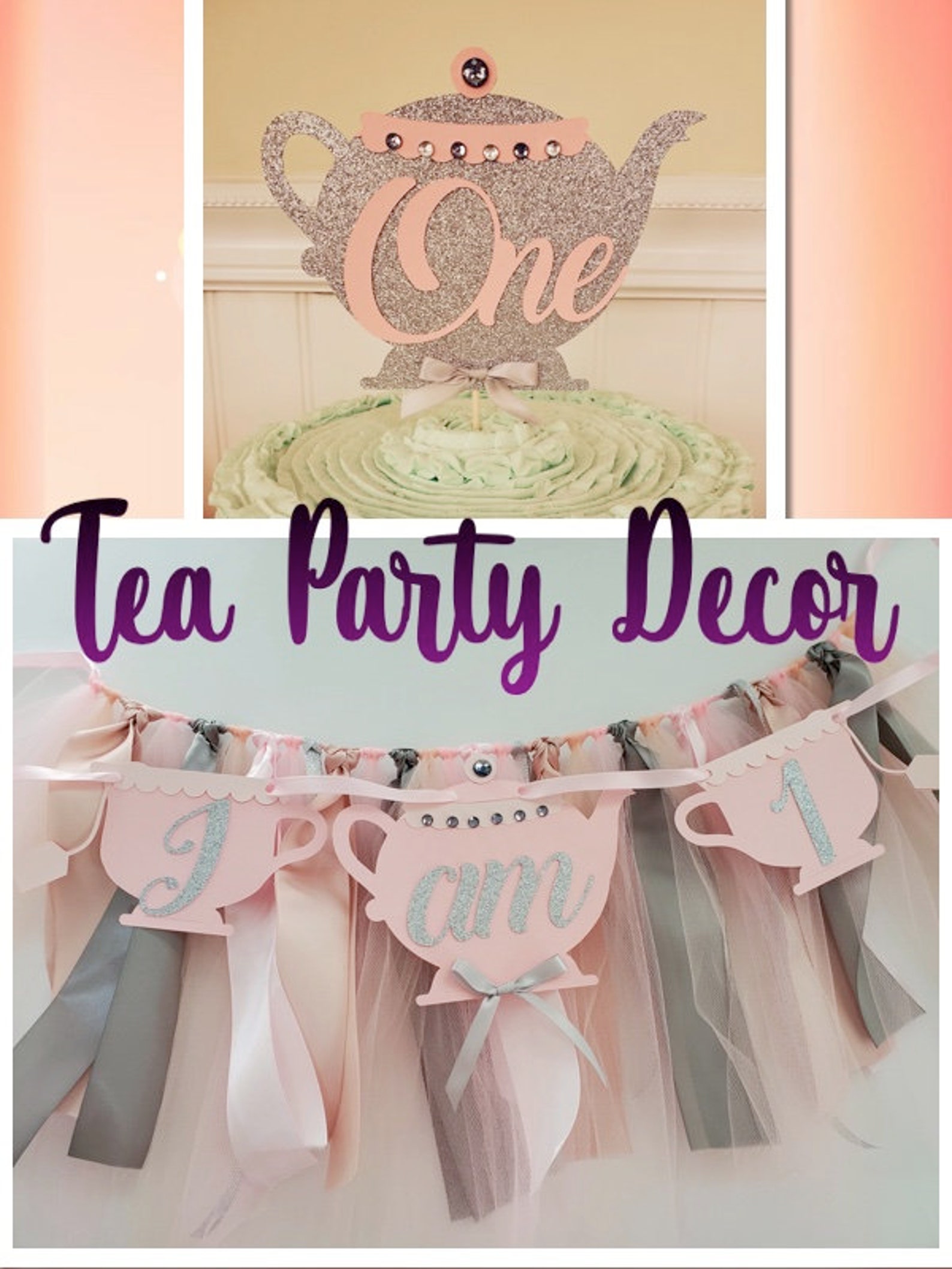 Teapot Cake Topper. Tea Party Cake Decor. Teapot Party Theme. | Etsy