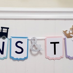 Trains and Tiaras Banner. Train & Tiara Party Theme. Boy and Girl ...