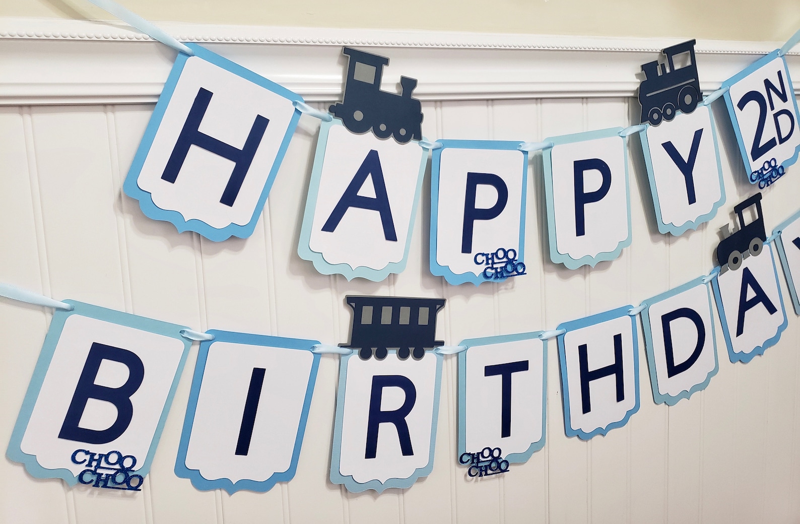 Train Birthday Banner. Train Party Theme. Happy Birthday Banner With ...
