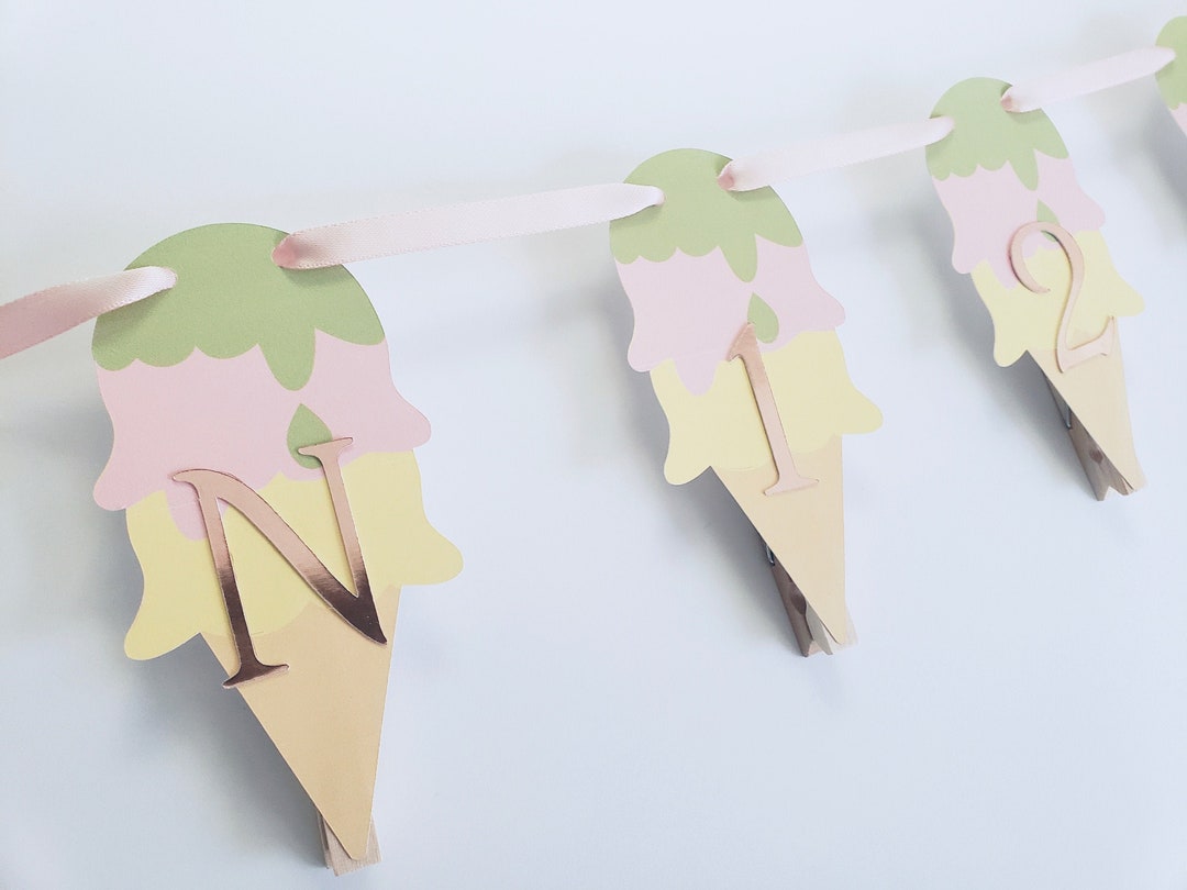 Ice Cream Banner. 12 Month Photo Banner. First Birthday Garland. - Etsy