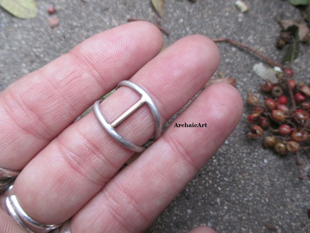 Silver and Rose Gold Bar Cage Ring Mixed Metal Minimal Modern Basic ...