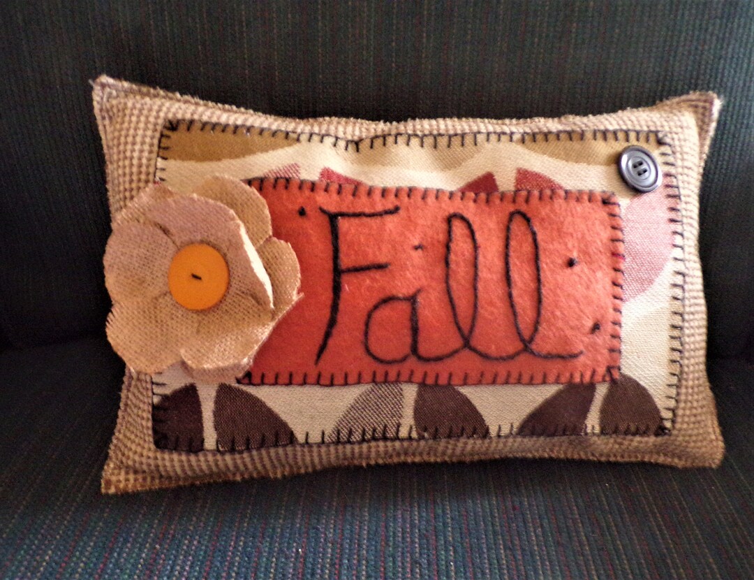 Decorative Fall Accent Pillow Hand Embroidery Shelf Pillow Fall Decor ...