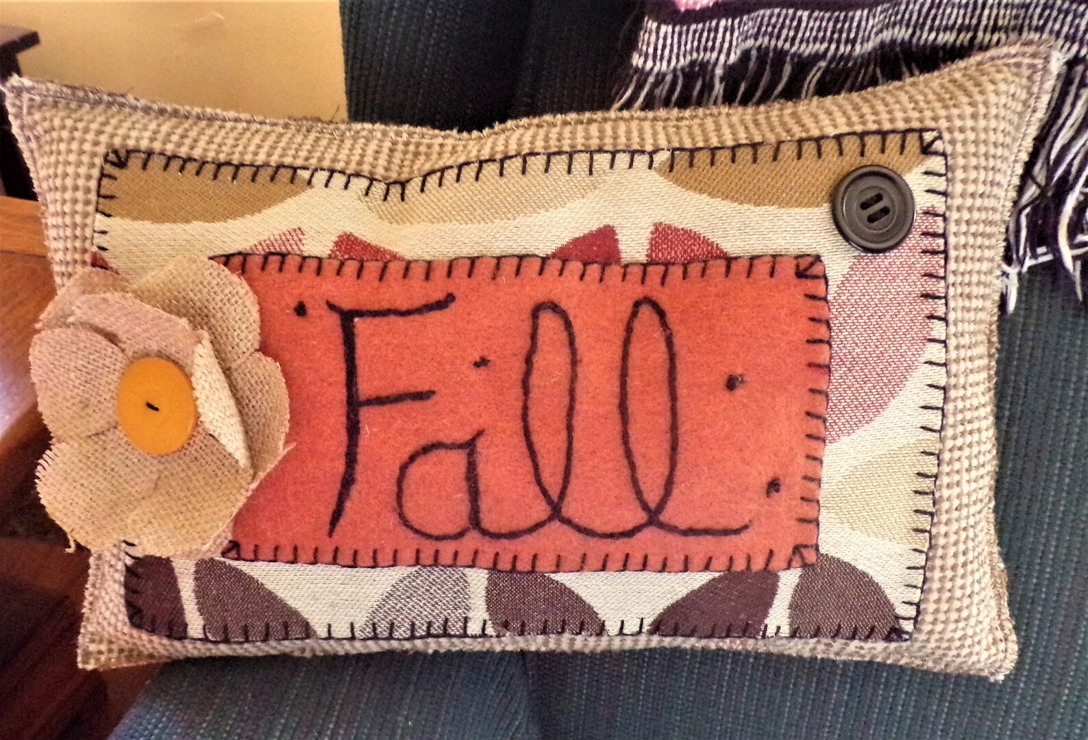 Decorative Fall Accent Pillow Hand Embroidery Shelf Pillow - Etsy