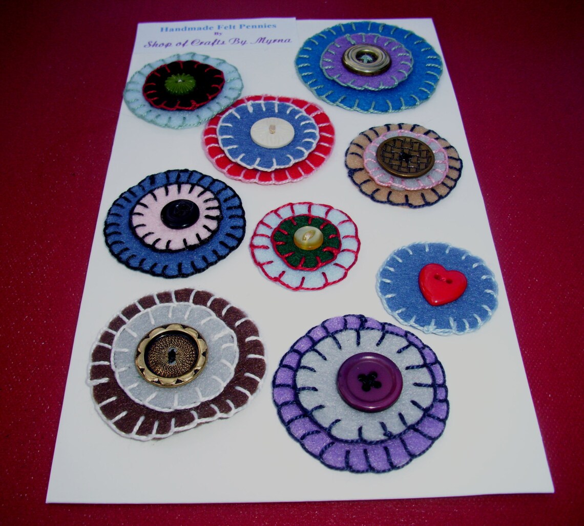 Appliques Handmade Colorful FELT PENNIES Crafts Supplies - Etsy