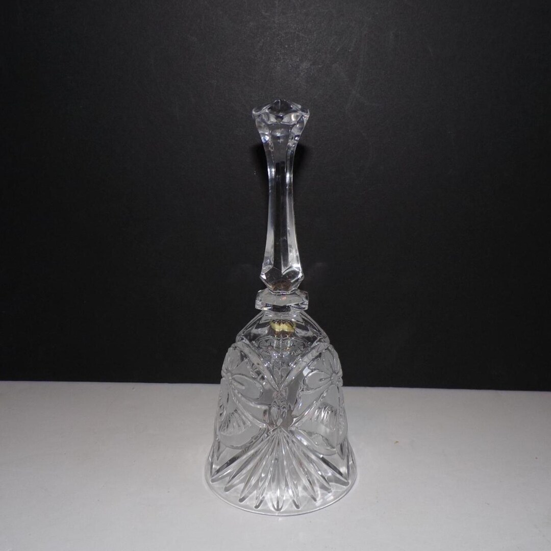 Vintage Crystal Cut Glass Bell: Etched Wedding Bells & Bow, - Etsy