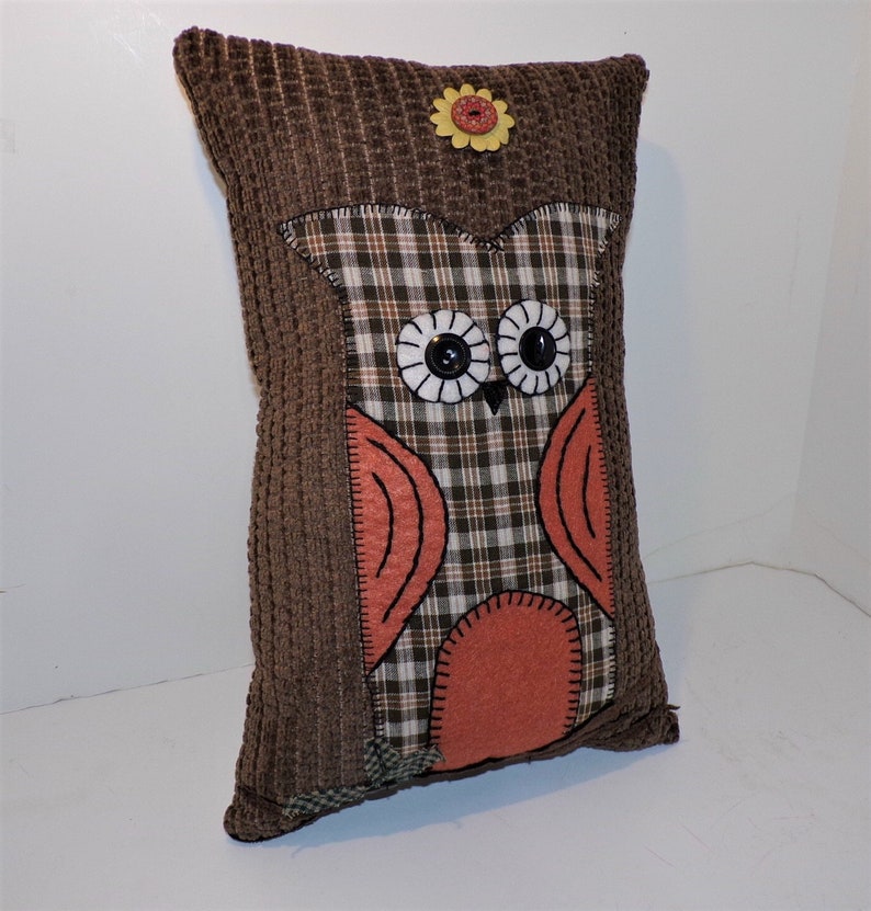 Owl Folk Art Pillow Primitive Country Style Accent Pillow - Etsy
