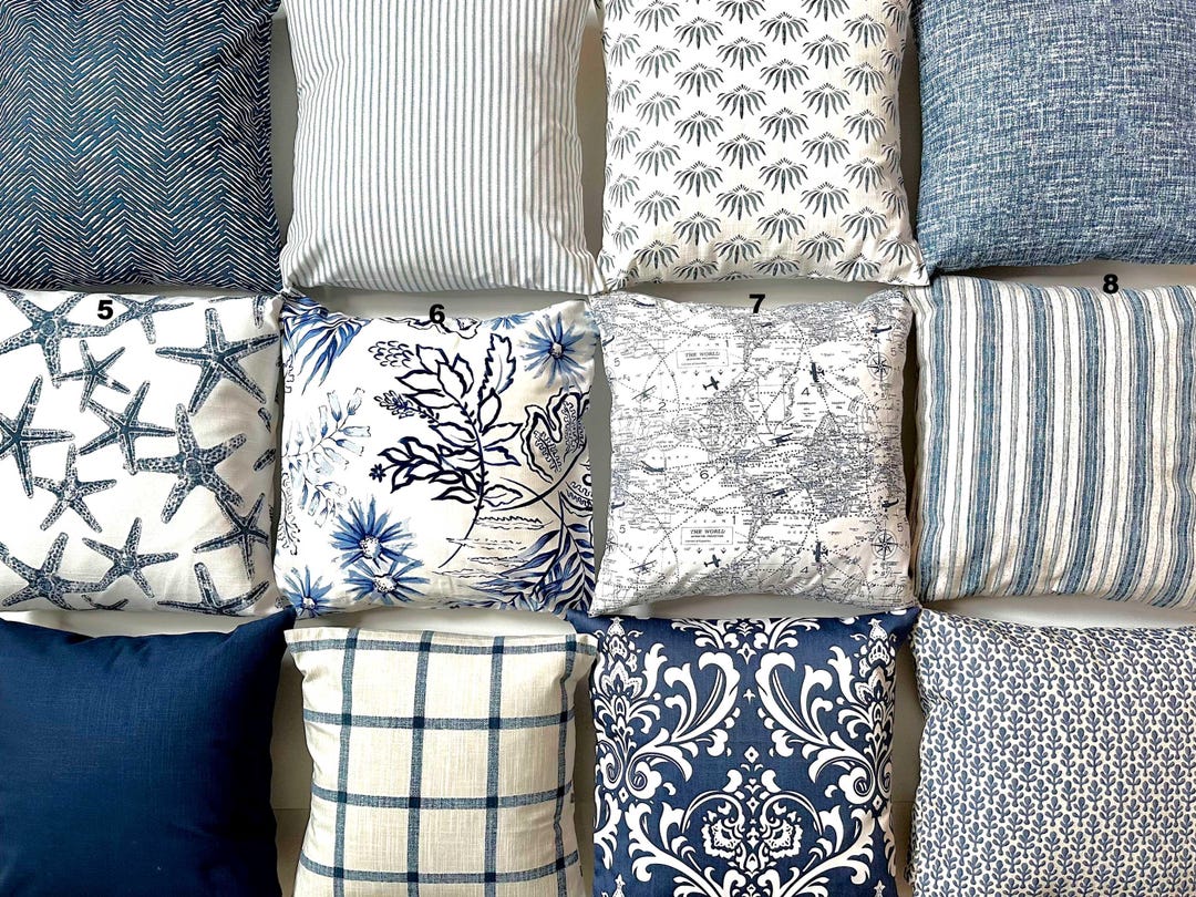 Dark BLUE THROW Pillows Navy Blue Pillow Covers Decorative All Sizes ...