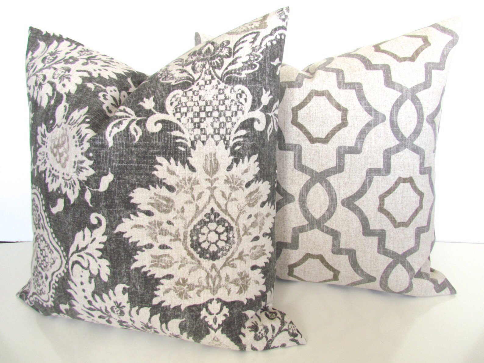 GRAY PILLOWS GREY Throw Pillow Covers Tan Pillows Grey Decorative Throw ...