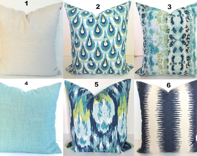 TURQUOISE Pillows Teal Pillows Blue Throw Pillow Covers Turquoise Navy ...