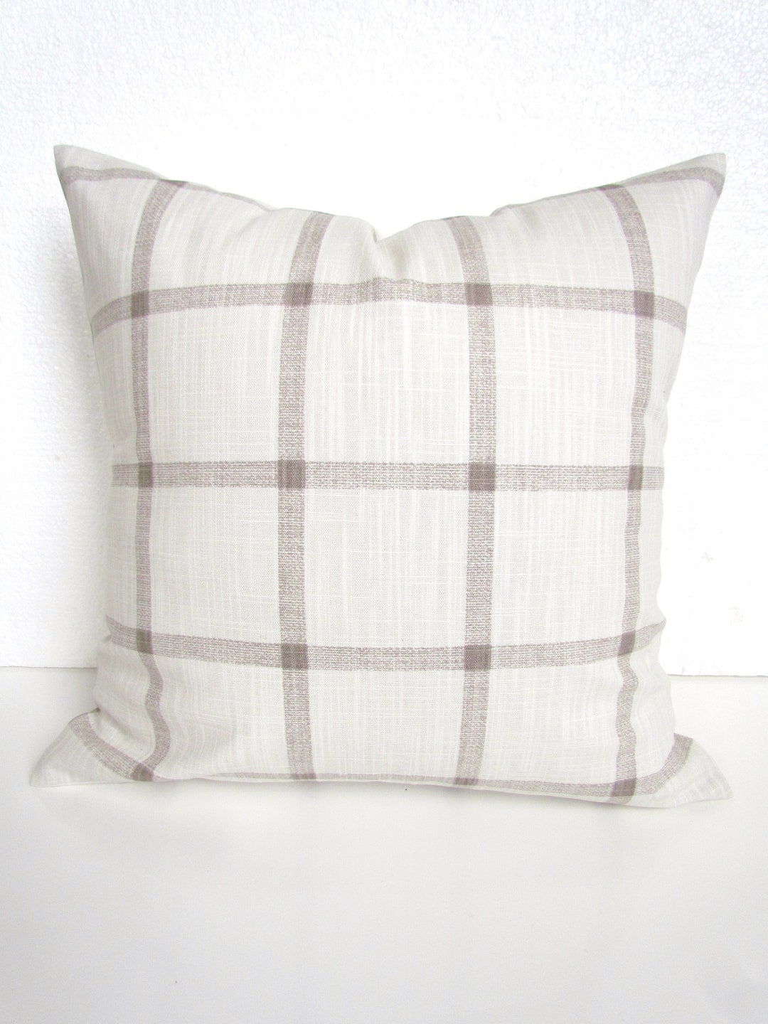 TAN FARMHOUSE PILLOWS Pillow Covers Taupe Ecru Buffalo Check Khaki ...