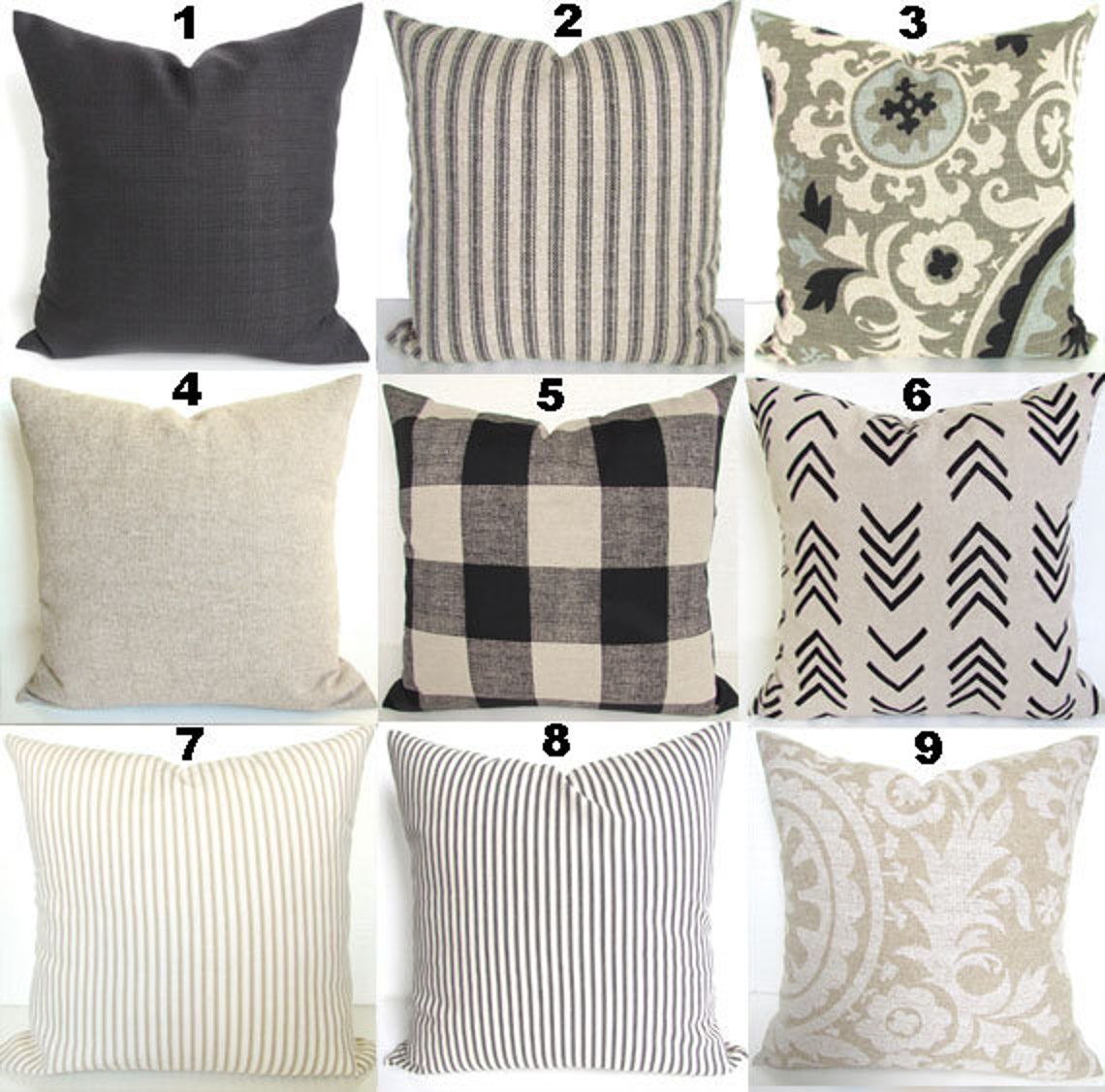 Black PILLOWS Decorative Throw Pillow Covers Black Pillows | Etsy