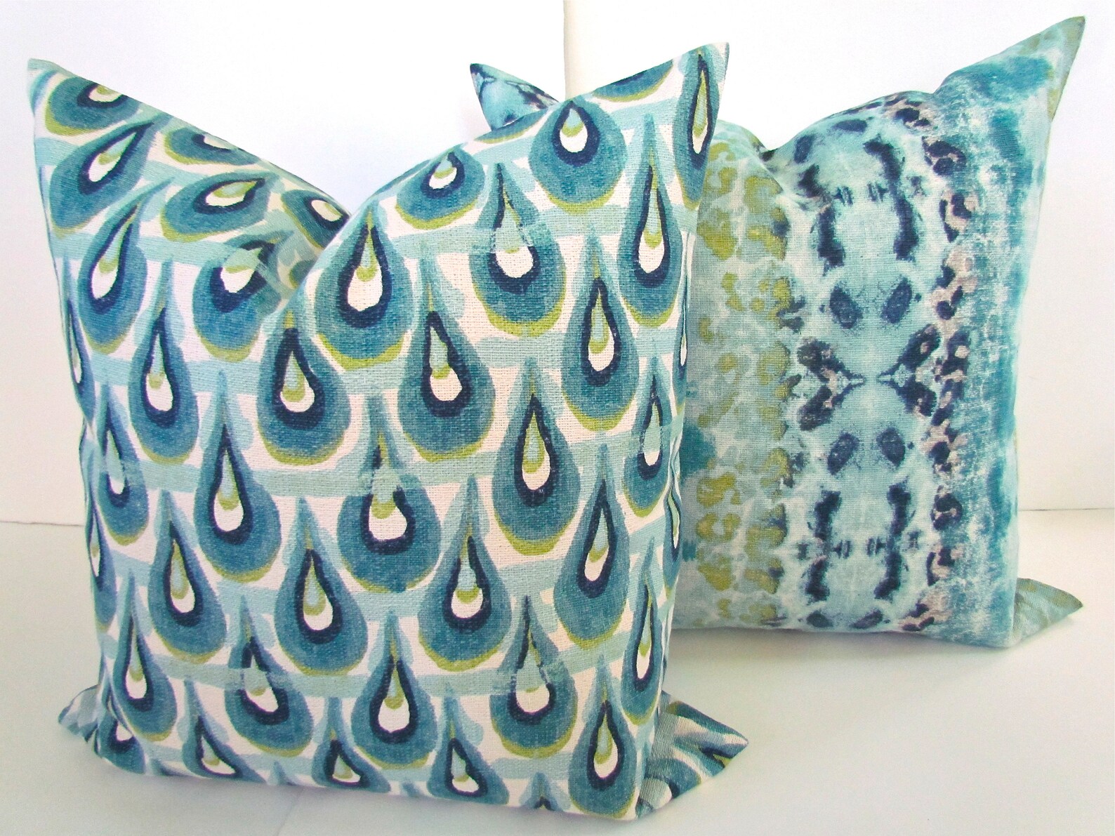 BLUE Pillows Turquoise Decorative Pillow Covers TEAL Navy Blue - Etsy
