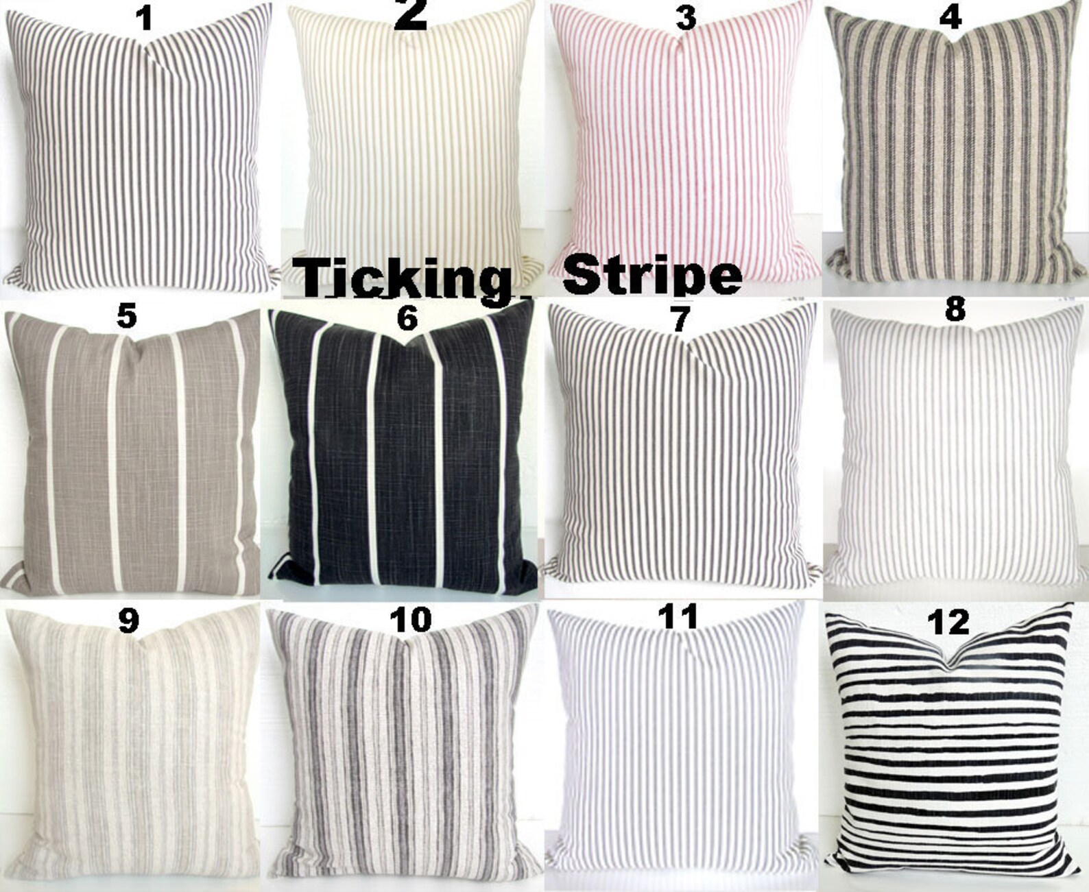 TICKING STRIPE PILLOWS French Gray Pillow Covers Black Ticking - Etsy