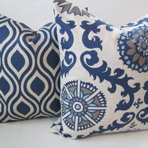 NAVY PILLOWS Navy Blue Throw Pillow Covers Dark Blue Tan Decorative ...