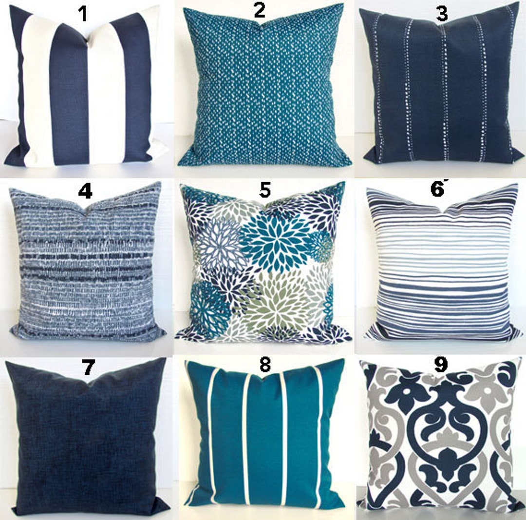 BLUE PILLOWS Teal Outdoor Pillows Teal Pillow Covers Blue Throw Pillow ...