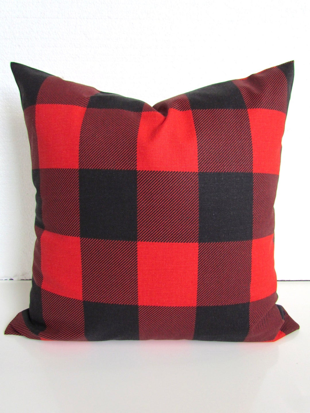 BLACK RED Buffalo Check PILLOWS Red and Black Pillow Covers Black Plaid ...