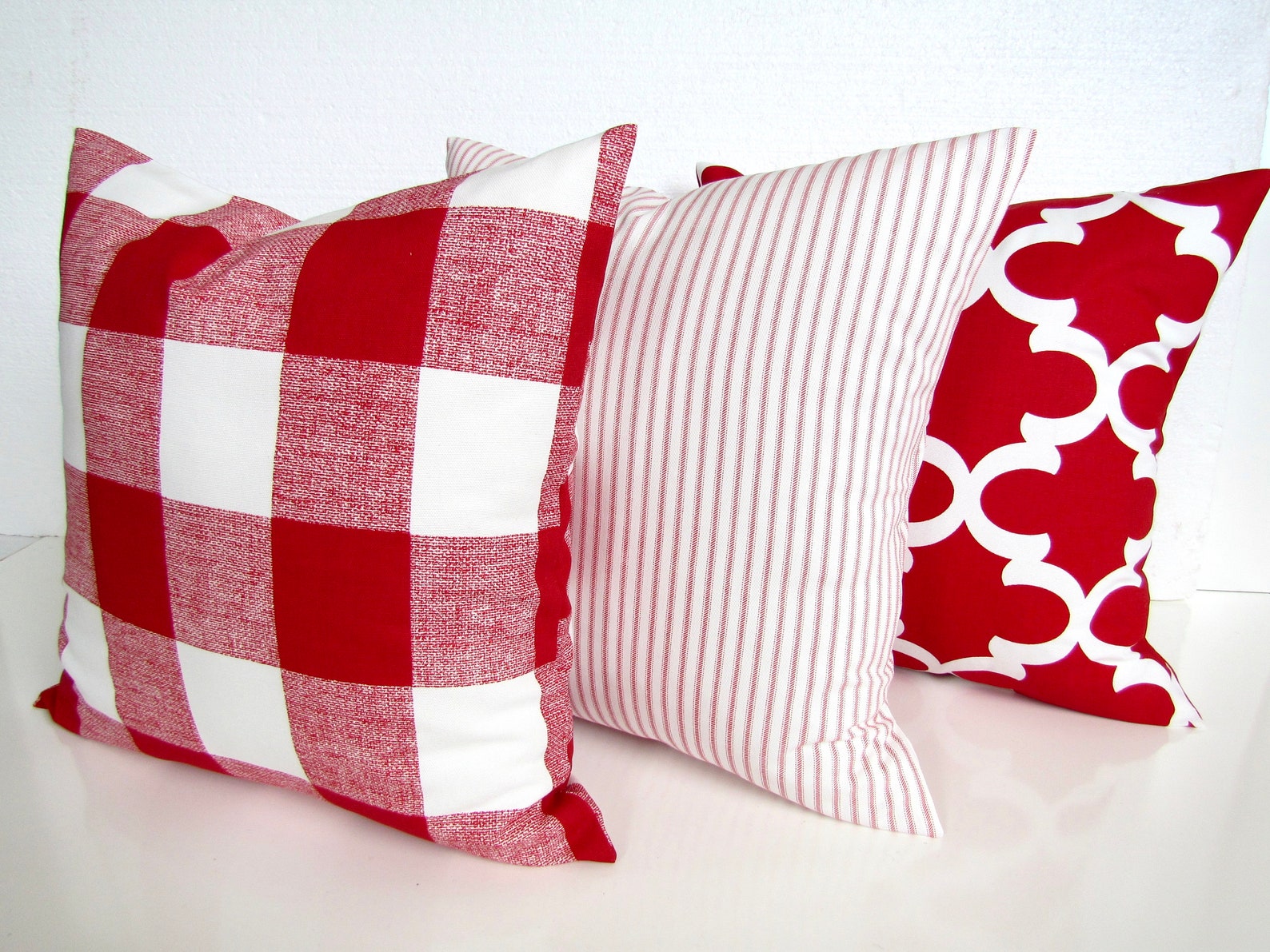 RED PILLOWS Decorative Buffalo Check Black Plaid Throw Pillow Covers ...