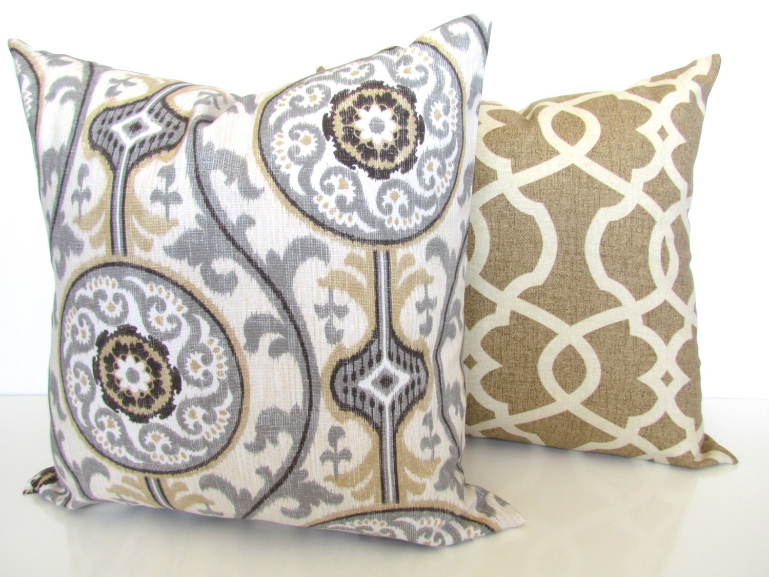 TAN PILLOWS TAN Throw Pillow Covers Gray Pillows Grey - Etsy