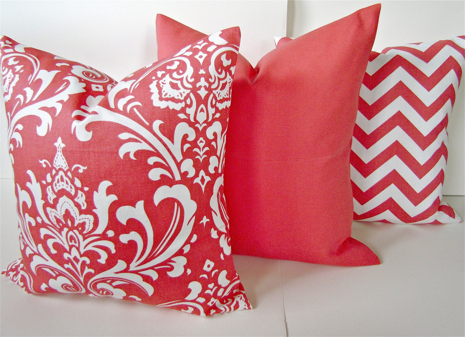 CORAL PILLOWS Decorative Pillow Covers 16 18 20x20 Solid Coral Pillow ...