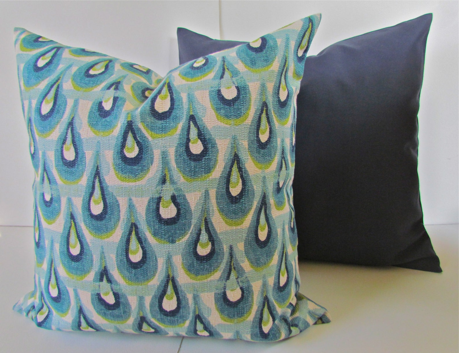 PILLOWS Blue Decorative Throw Pillows 20x20 Navy Blue Pillow Cover Teal ...