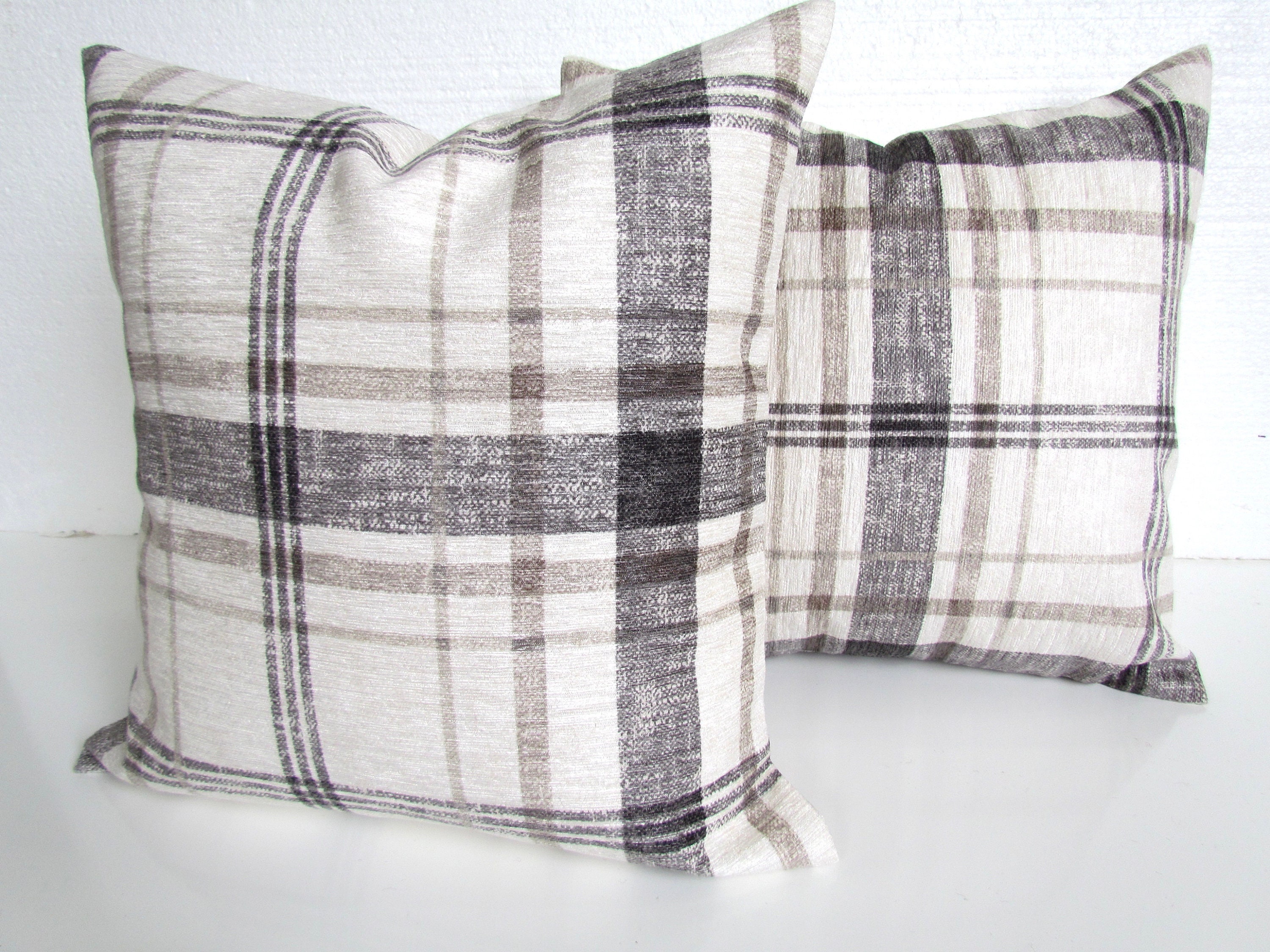 GRAY THROW PILLOWS Farmhouse Pillows Buffalo Check Pillows Tan | Etsy ...