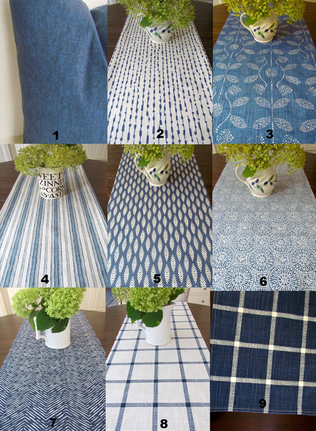 FARMHOUSE TABLE Runners Blue Table Runners Blue Farm House Grey Denim ...