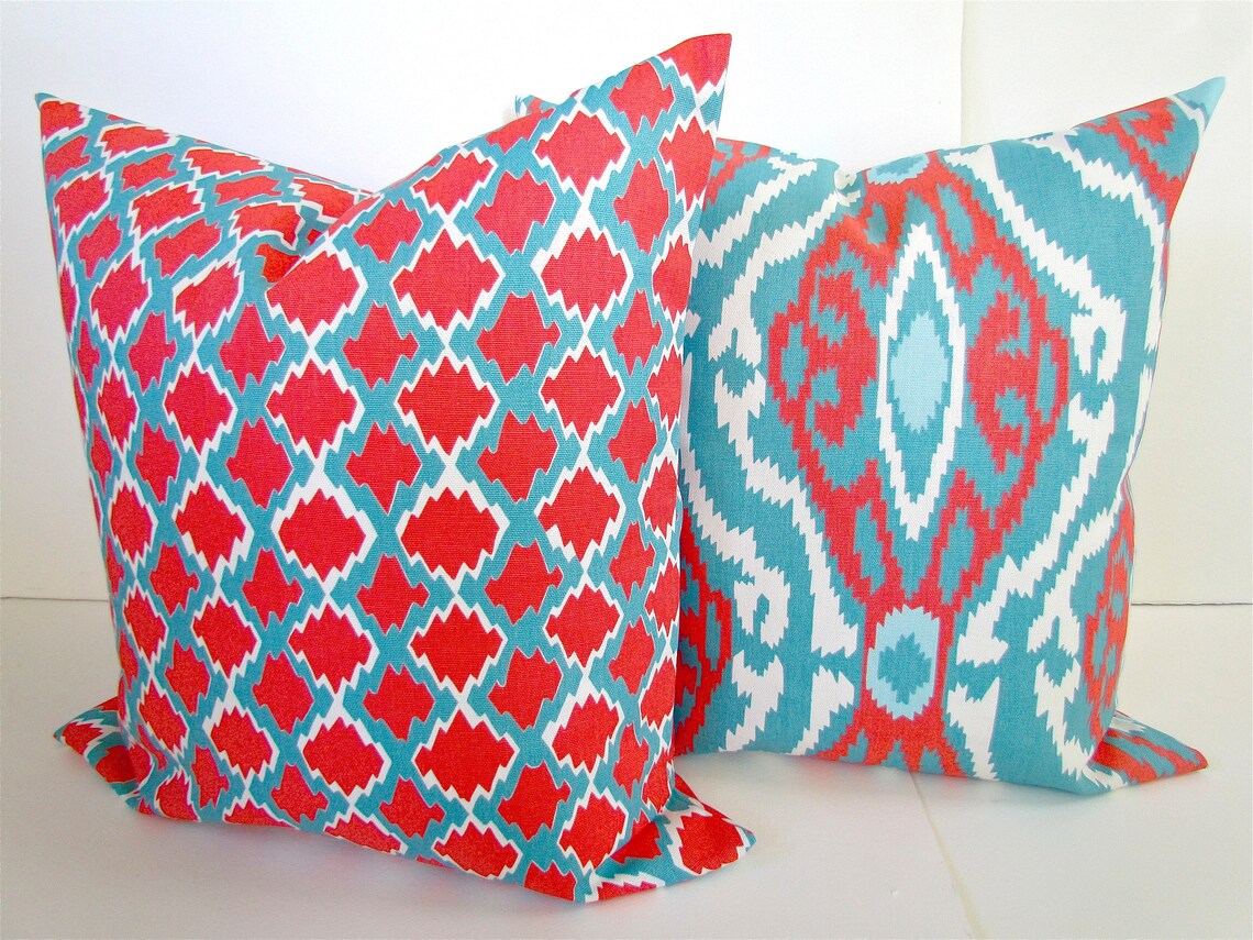 CORAL PILLOWS Decorative Pillow Covers 16 18 20x20 Solid Coral Pillow ...