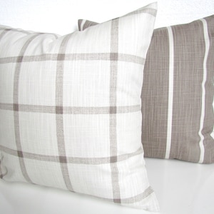 TAN FARMHOUSE PILLOWS Pillow Covers Taupe Ecru Buffalo Check Khaki ...