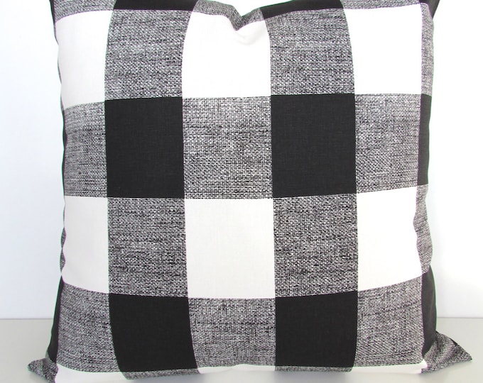 BLACK Buffalo Check PILLOWS Black Pillow Covers Black Plaid Pillows 16 ...