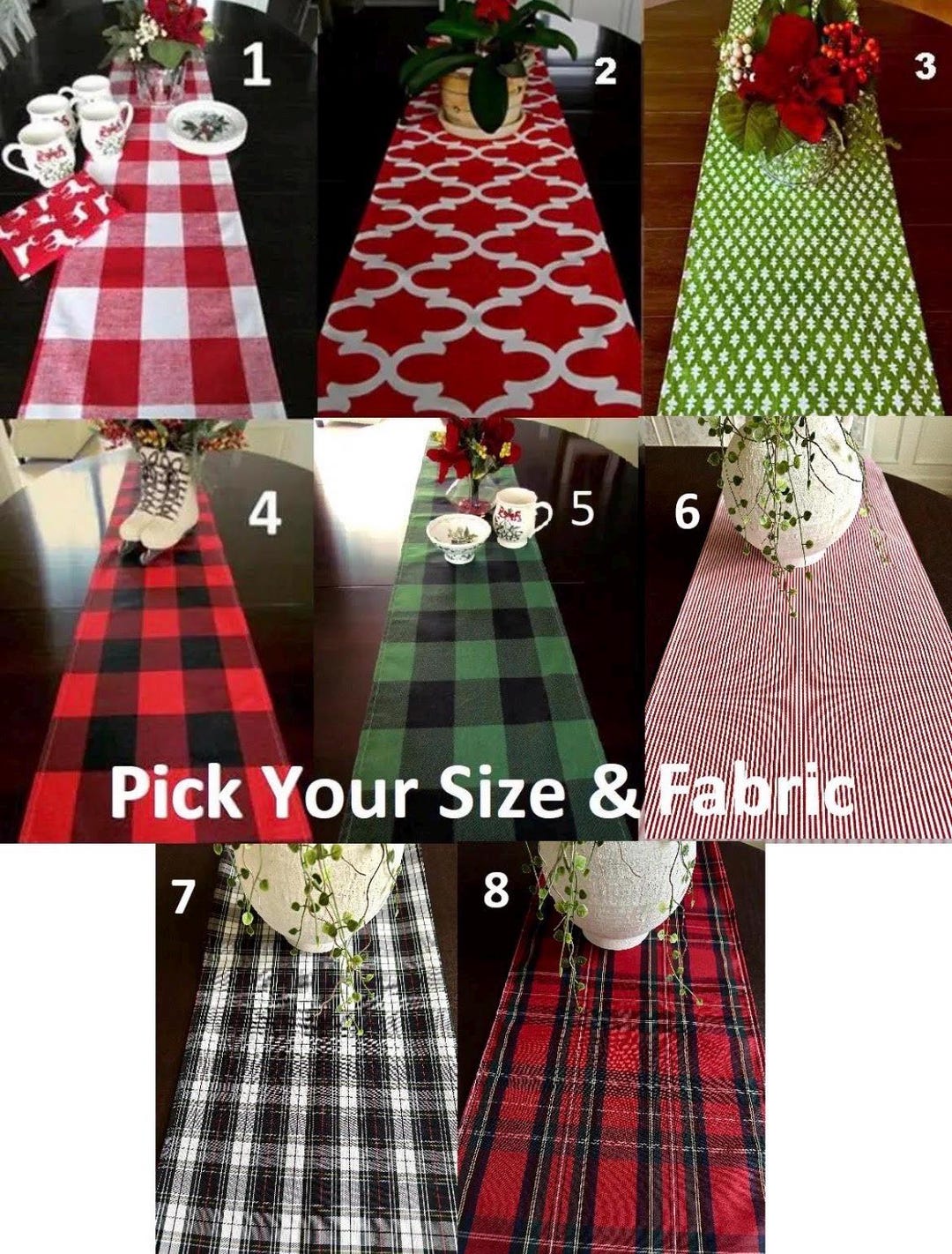 CHRISTMAS TABLE RUNNER Red Holiday 12x60 13x72 Party Green Table ...