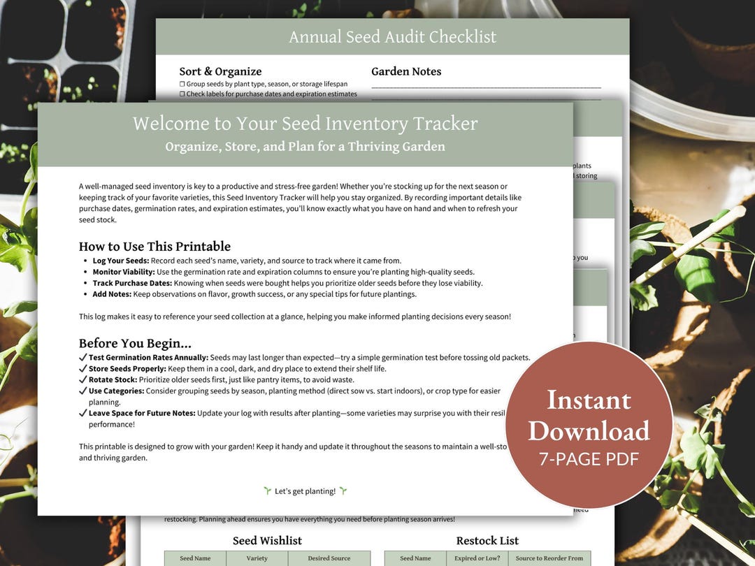 Seed Inventory Tracker | Printable Seed Log & Germination Tracker ...
