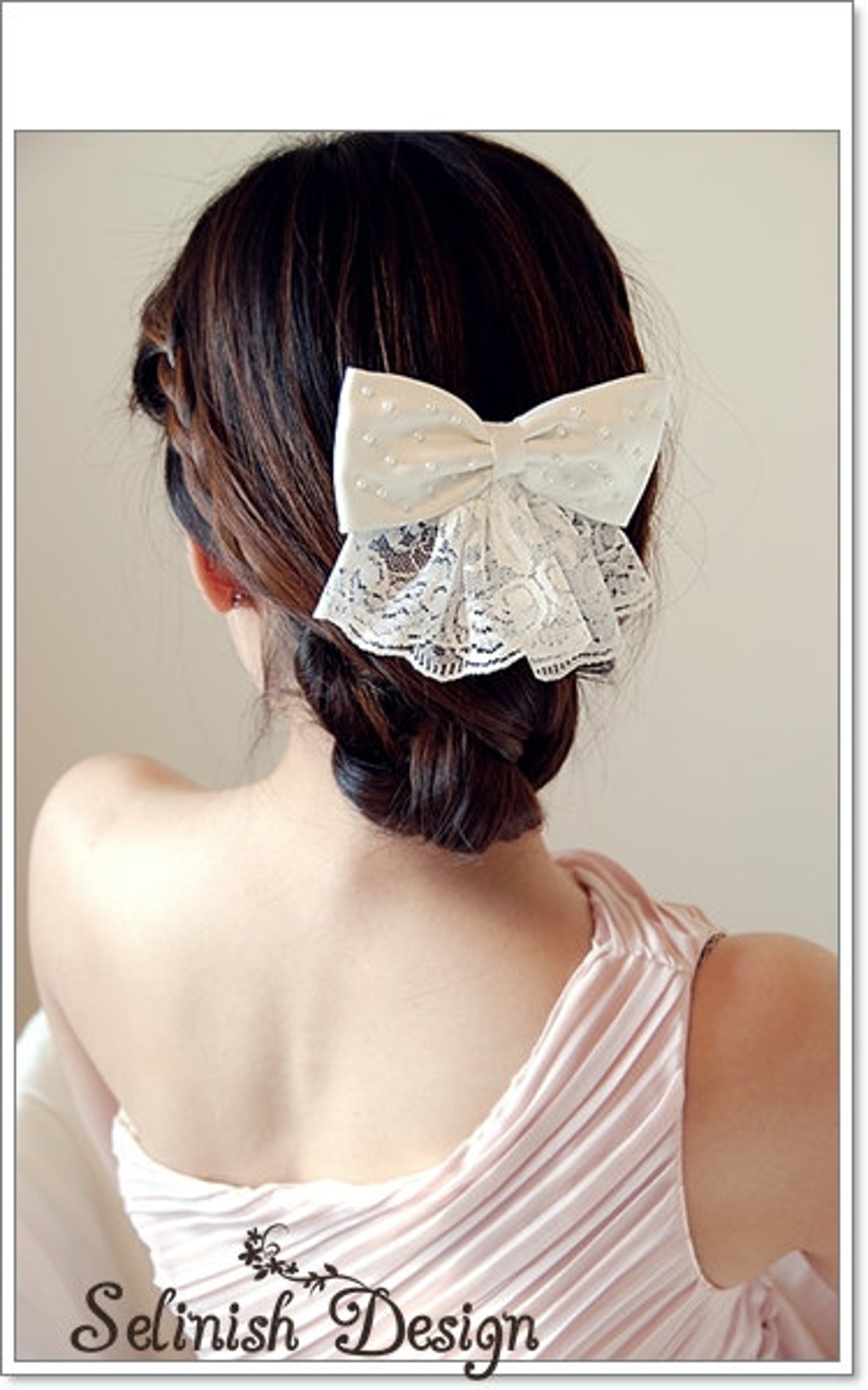 Pearl Lace Wedding Hair Bow: Silk Satin Flower Girl Bow - Etsy