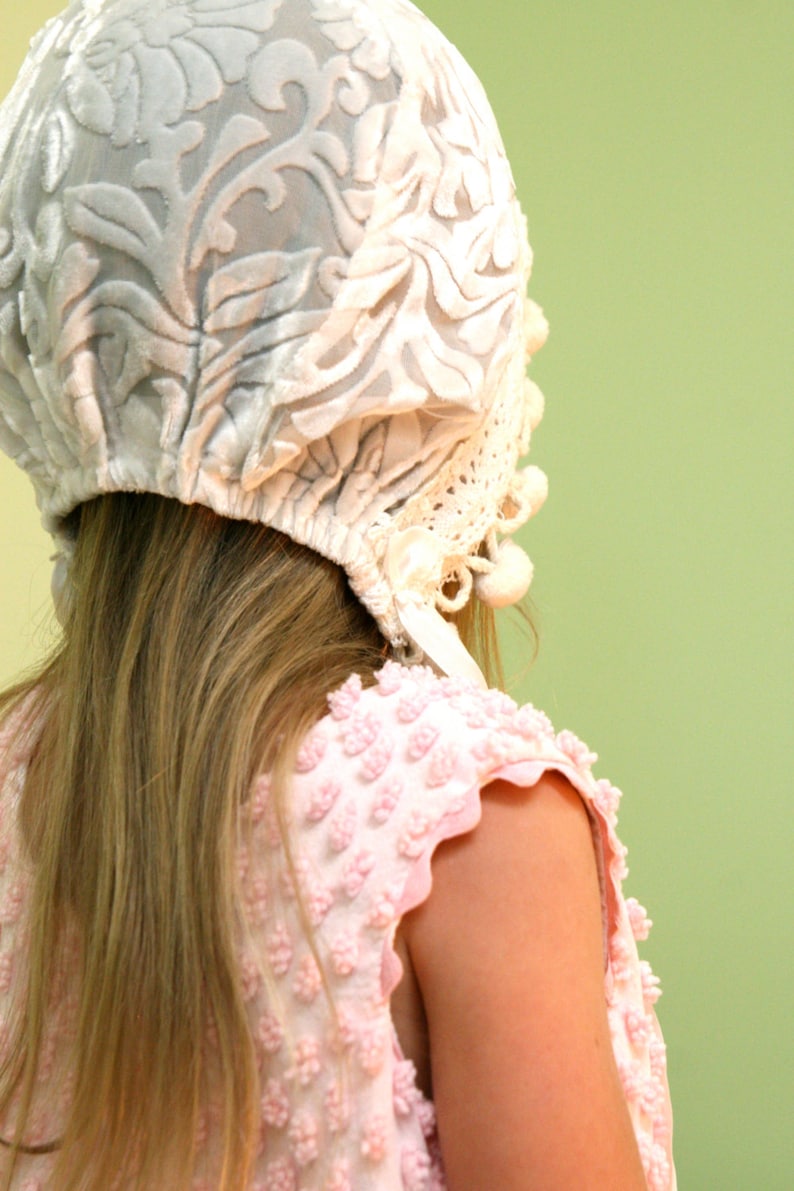 Silk velvet bonnet baby bonnet girl white bonnet | Etsy