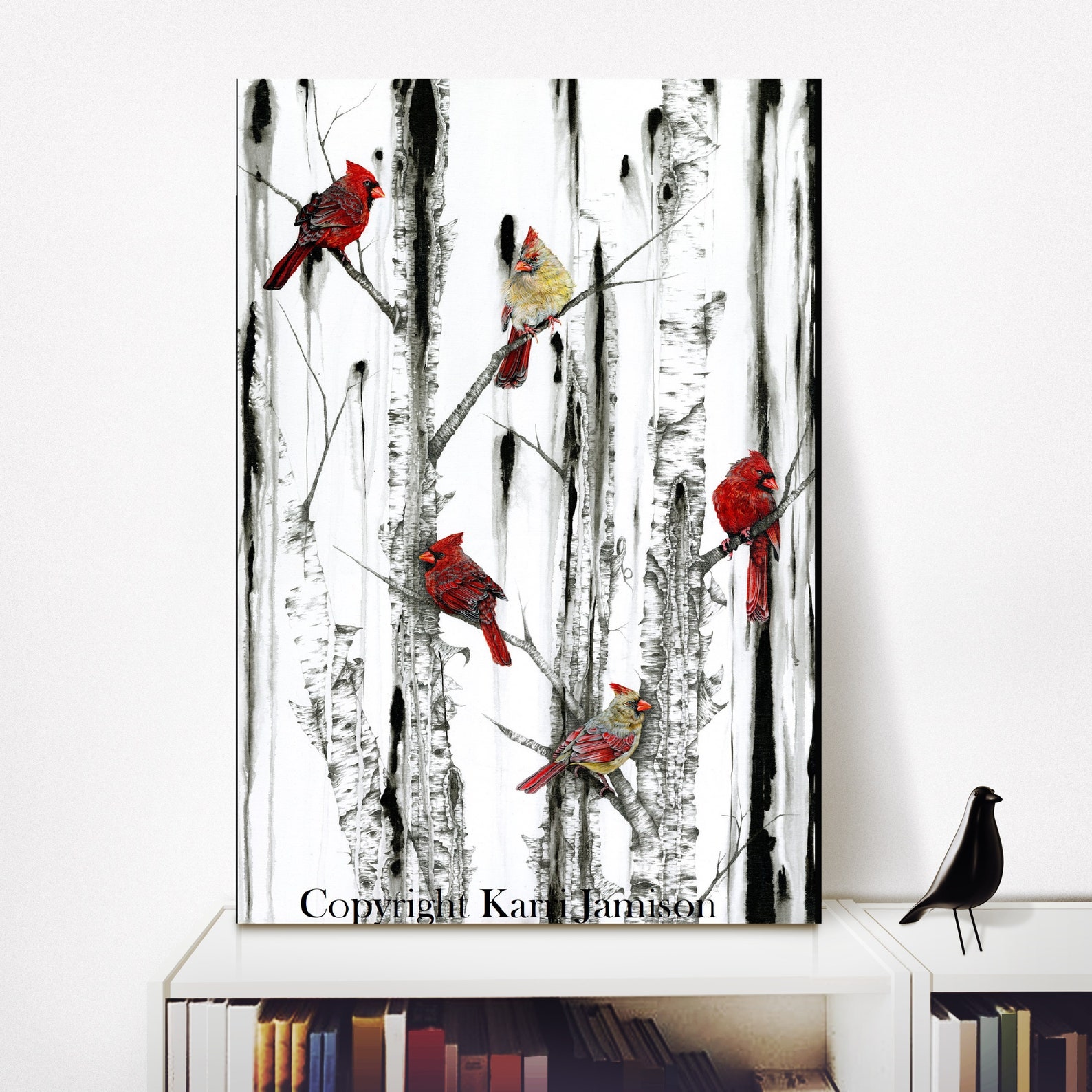 Cardinals and Birch Trees, Cardinal Painting, Print on Canvas, Winter ...