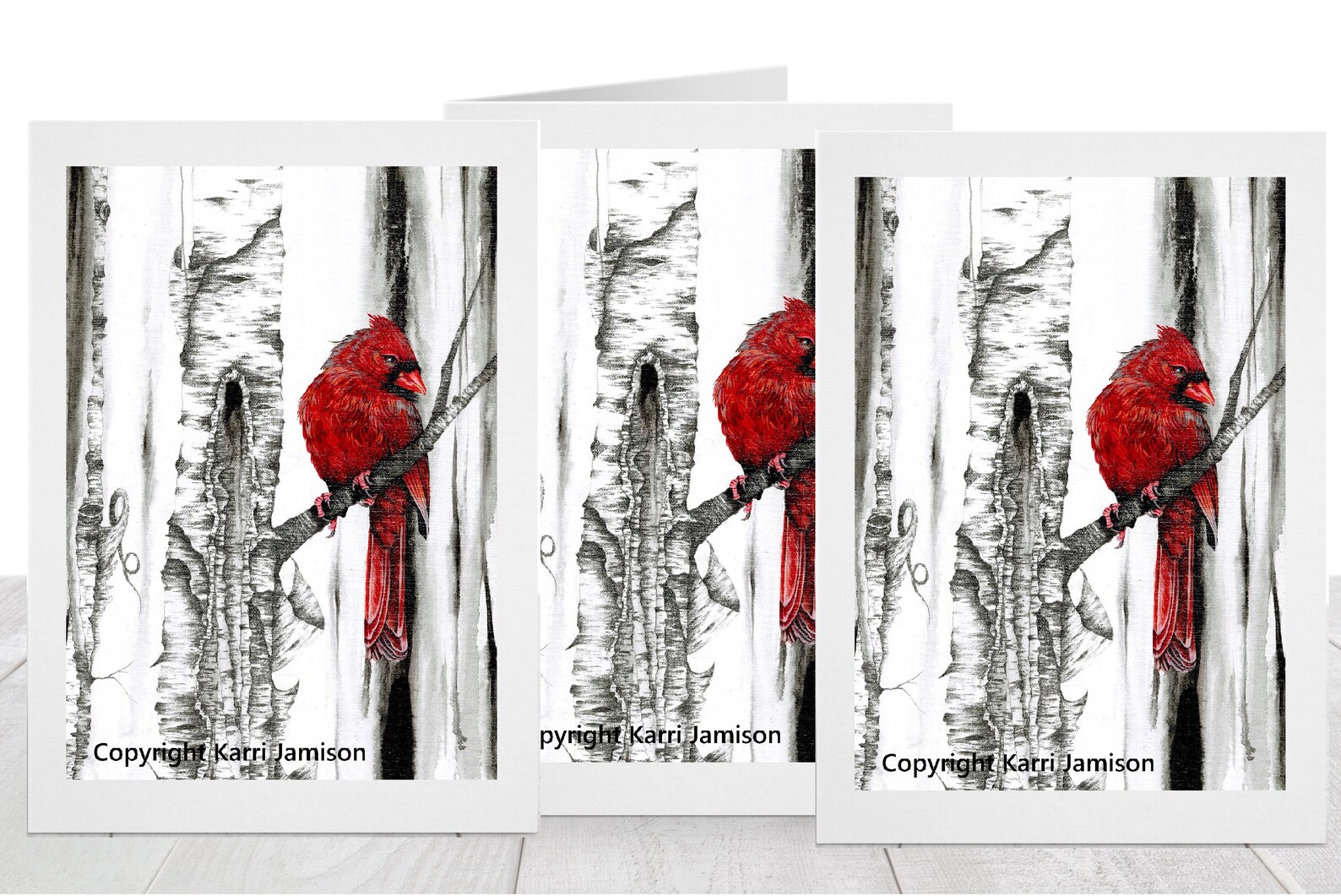 Male Cardinal Greeting Card 3 Blank Card Note Card - Etsy