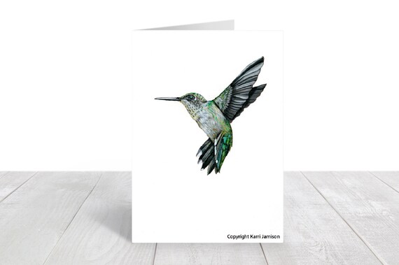 Flying Hummingbird Card Greeting Card Note Card Blank Card | Etsy