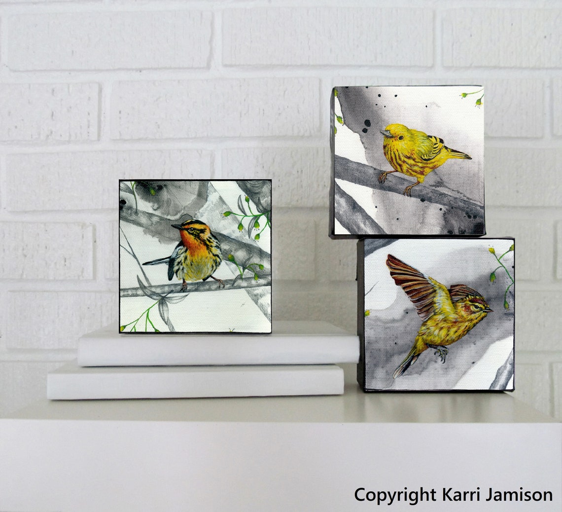 Blackburnian Warbler Art, Warbler Print, Warbler Art, Mini Print, Wall ...