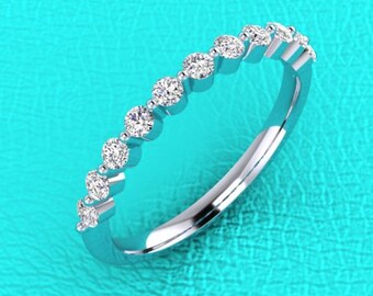 14K White Gold Single Prong 0.70ct Diamond Band | Etsy