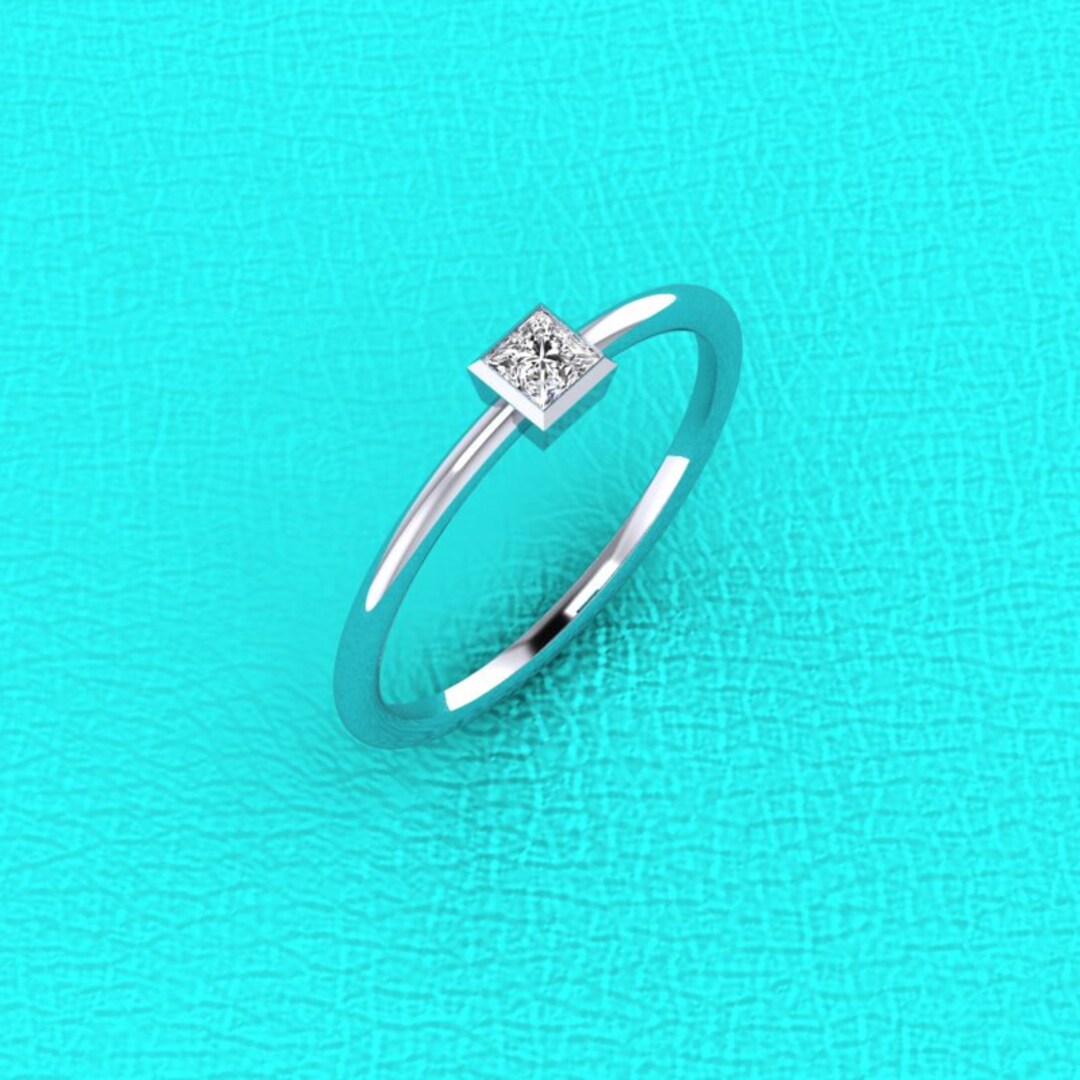 Princess Cut Bezel Set Diamond Band - Etsy