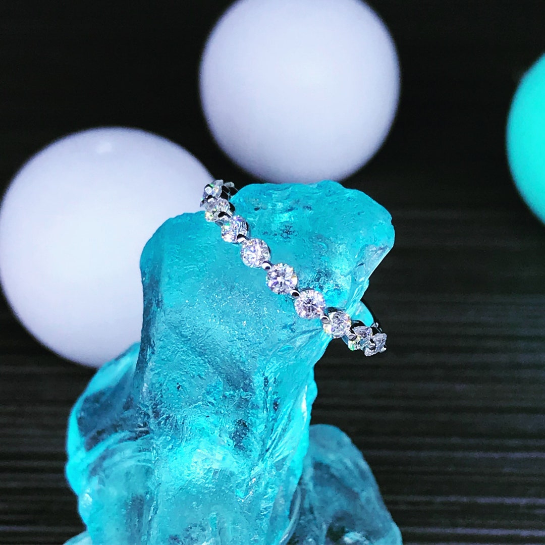 2.1mm Platinum Single Prong Half Eternity Stackable Diamond Band ...