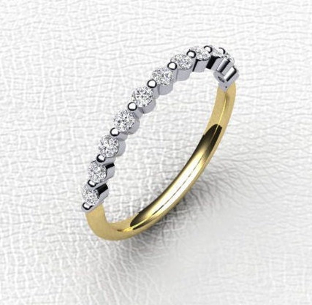 2.1mm Platinum and 18K Yellow Single Prong Set Half Eternity Stackable ...