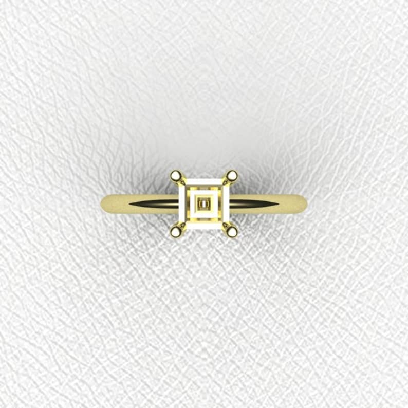 14K Yellow Gold Mounting for 0.75ct Princess Cut Diamond - Etsy