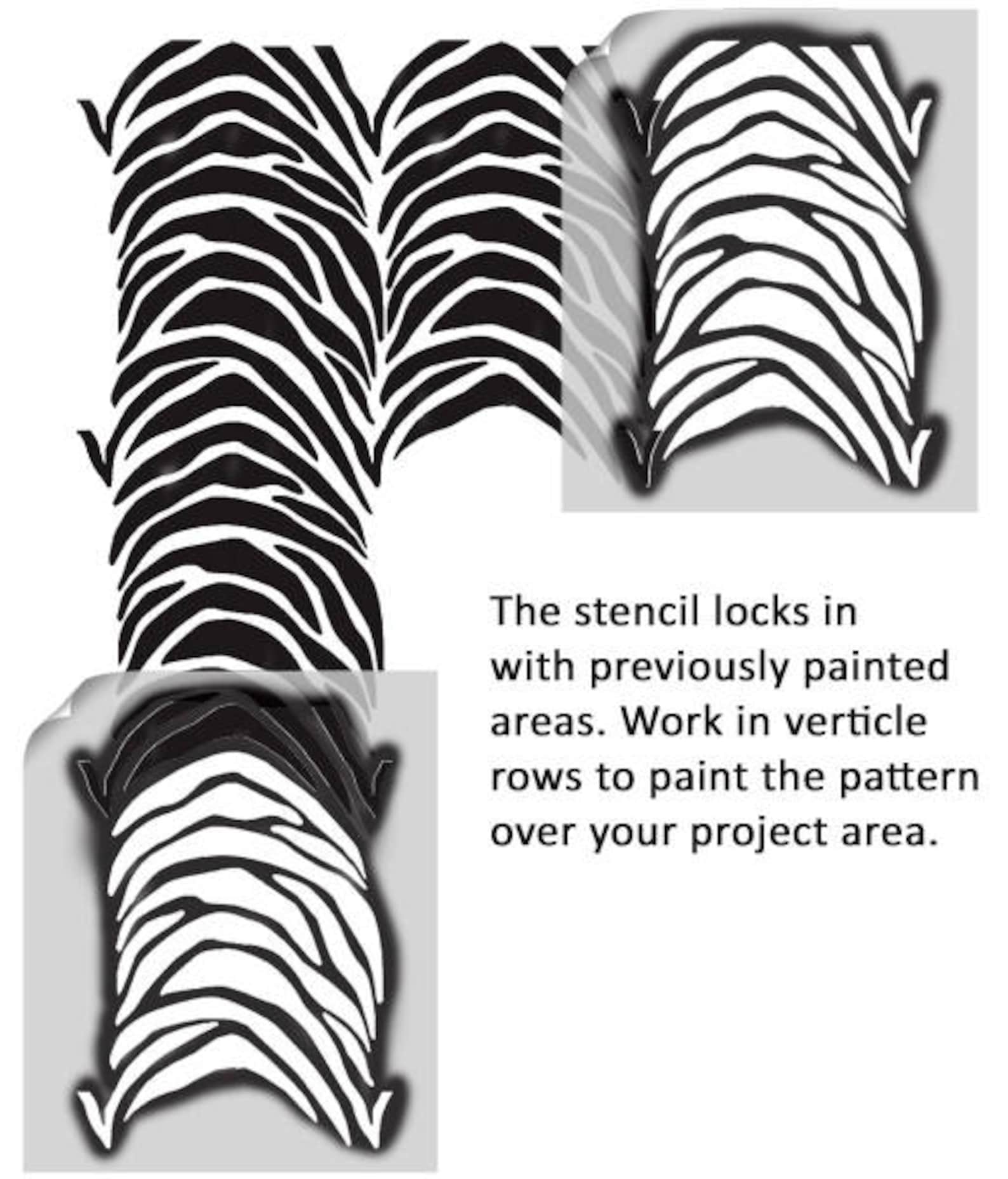Zebra Stripes Pattern STENCIL Animal Print Stencil HOME | Etsy