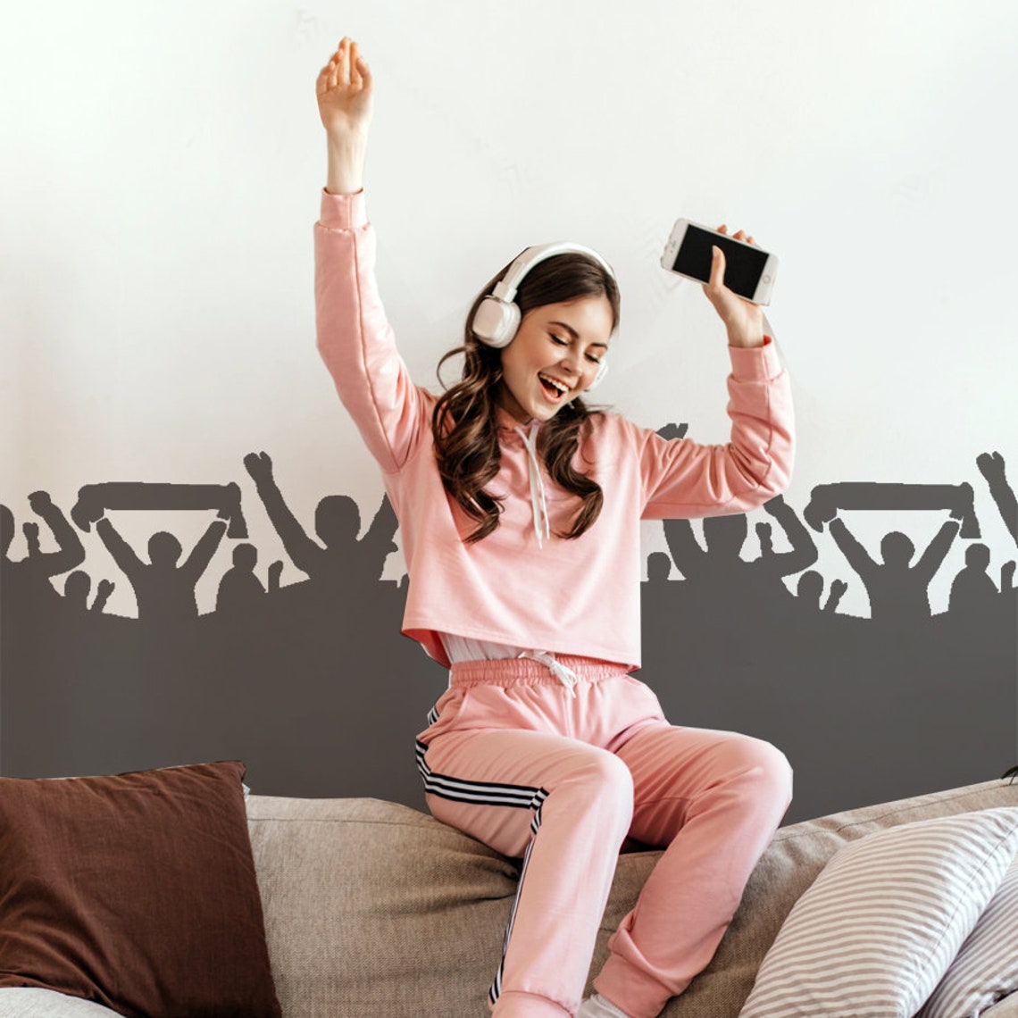 Football Crowd Wall Painting Stencil Football Fans Wall Mural - Etsy