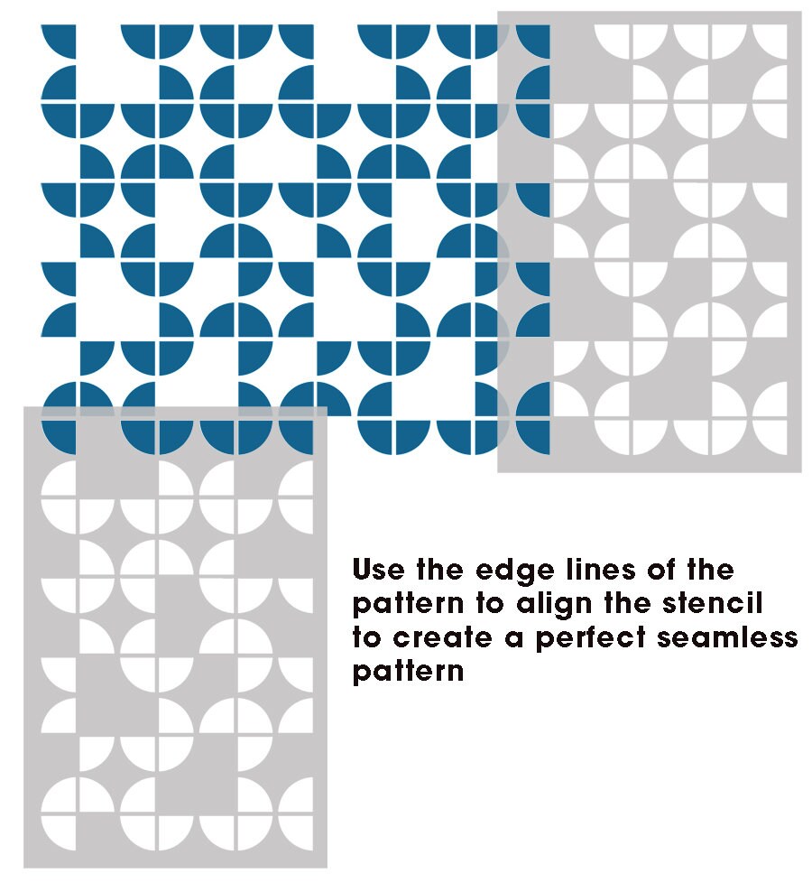 Quarter Circles Wall Stencil: Bauhaus Geometric Decor Pattern - Etsy
