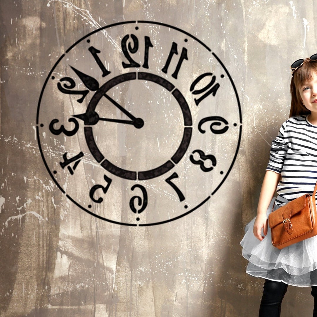 ALICE Backwards Clock Face Stencil, Painting Stencil, Various Sizes ...